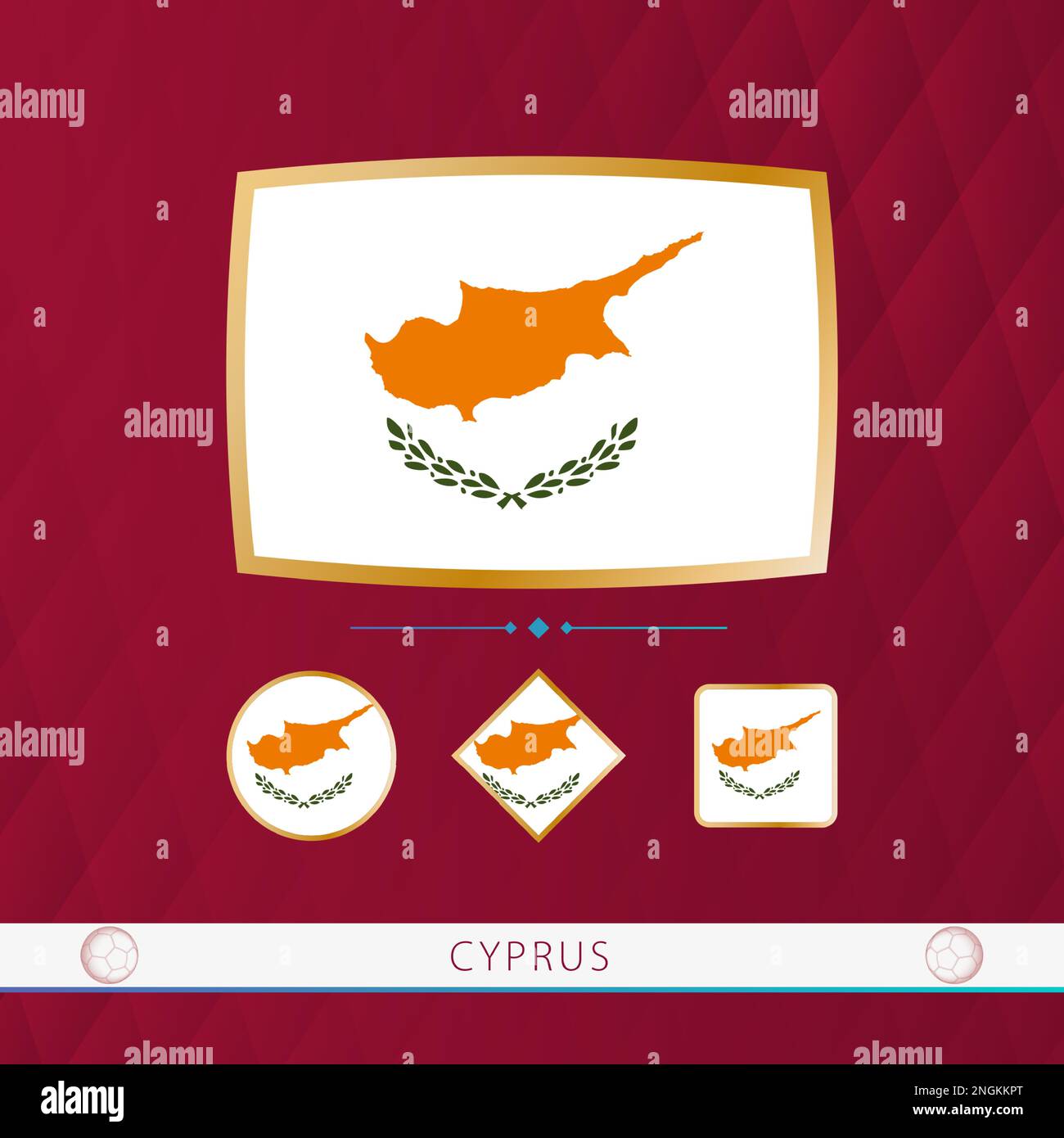 Set of Cyprus flags with gold frame for use at sporting events on a ...