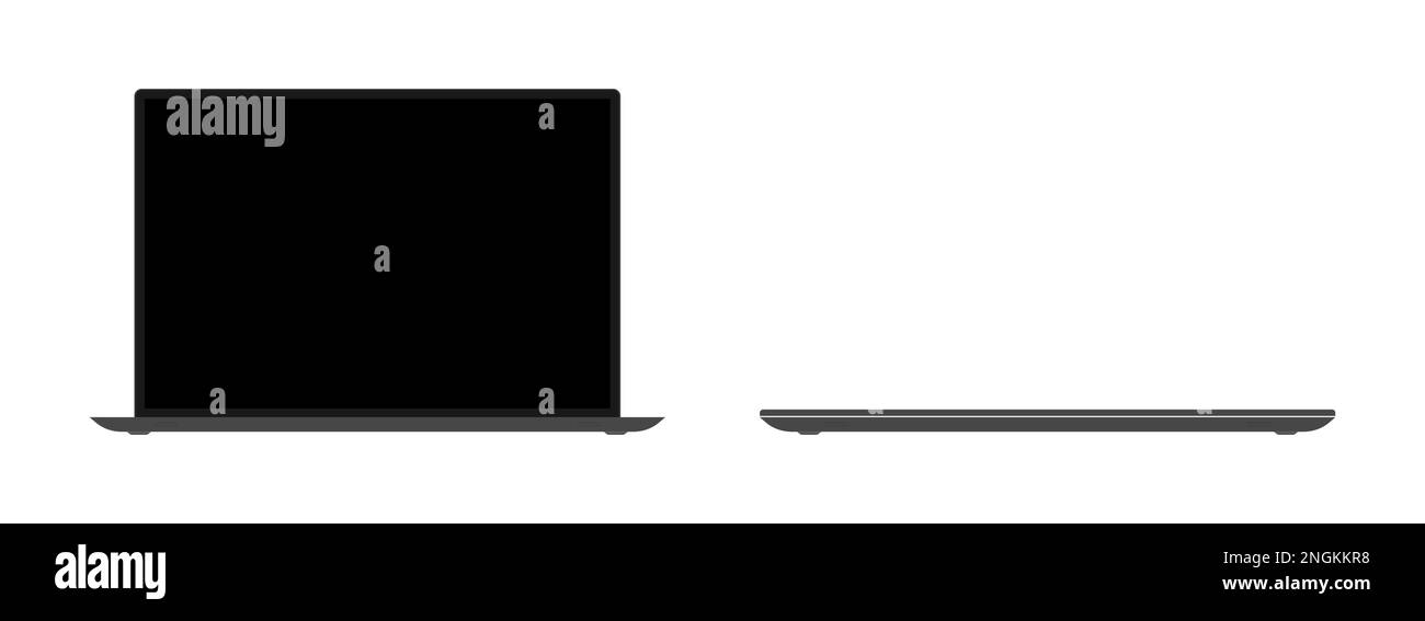 Set of laptop . Perspective, top and front view. Vector illustration ...