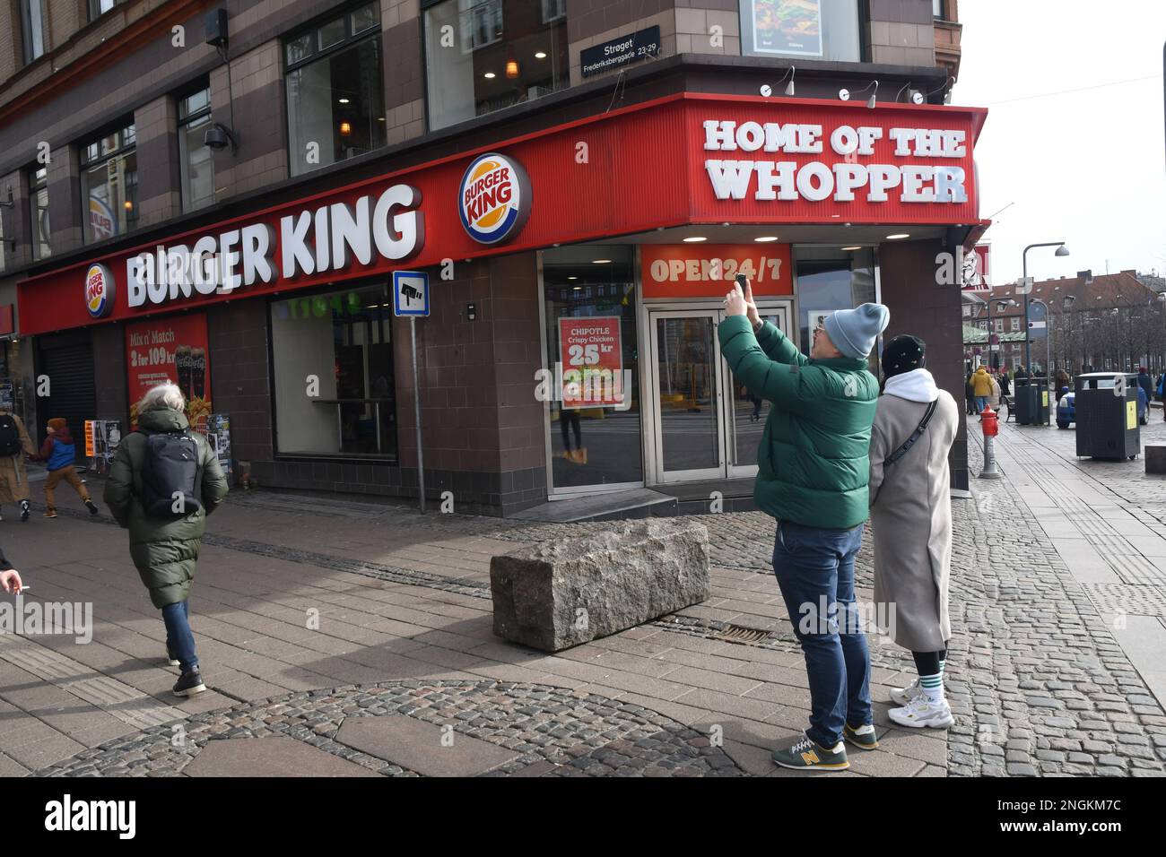 Copenhagen/Denmark/18 Febraury 2023/ Burger king fast food chain restaurant in danish capital ...