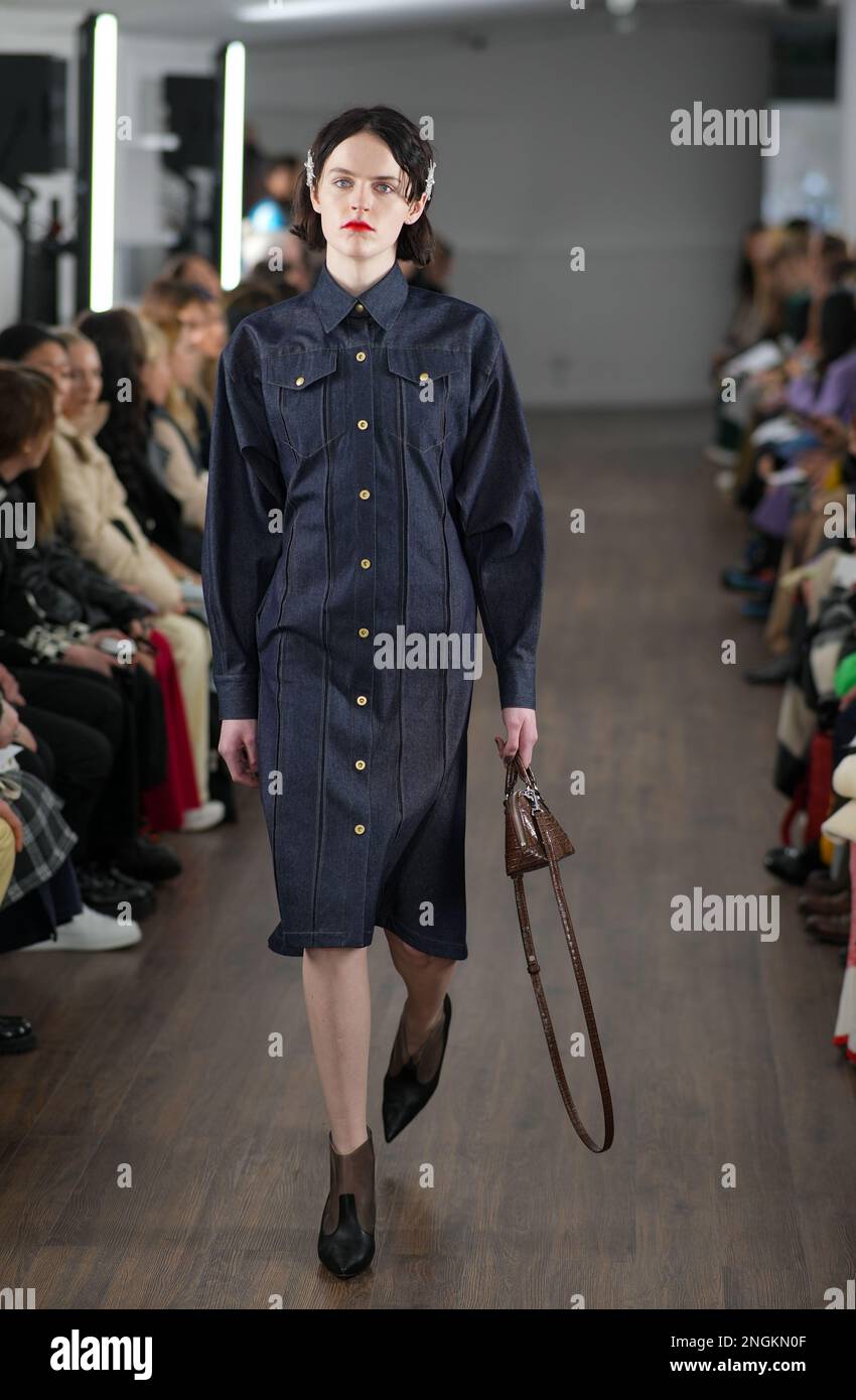 Models on the catwalk during the Eudon Choi show at OXO2, Oxo Tower ...