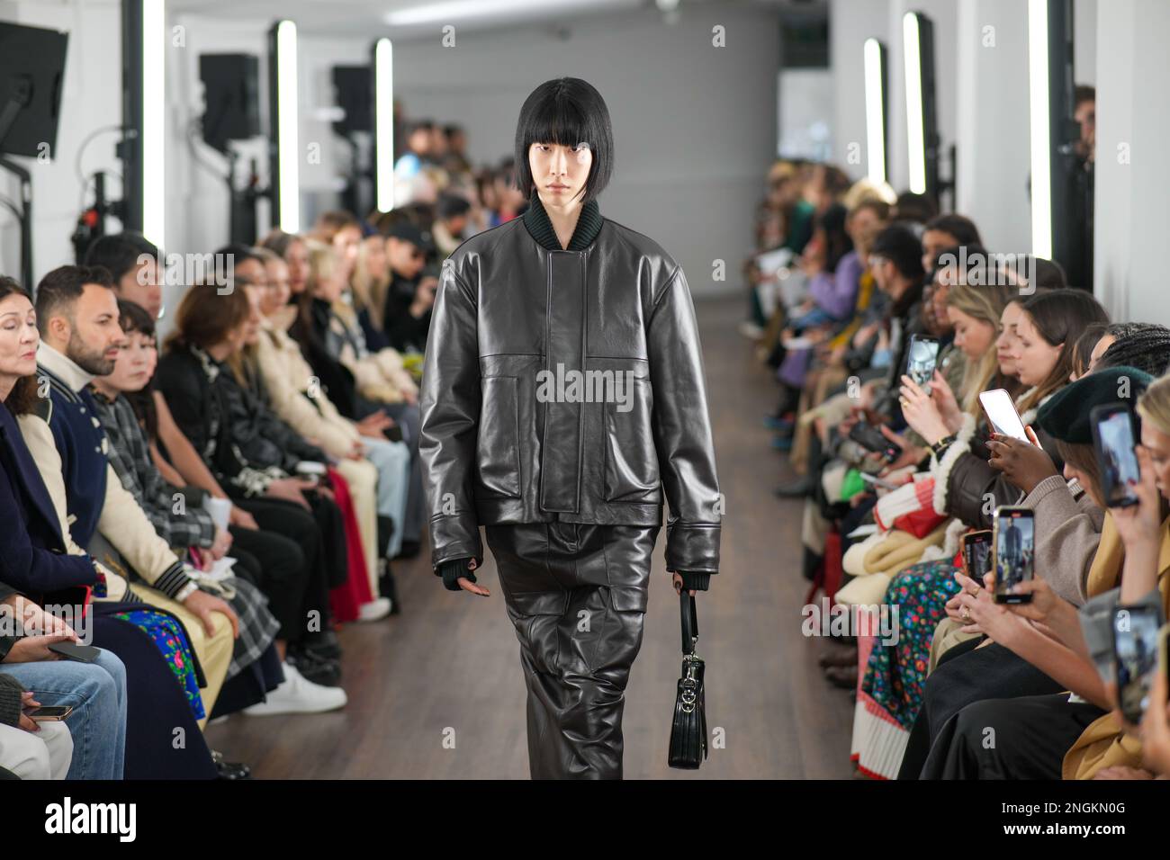 Models on the catwalk during the Eudon Choi show at OXO2, Oxo Tower ...