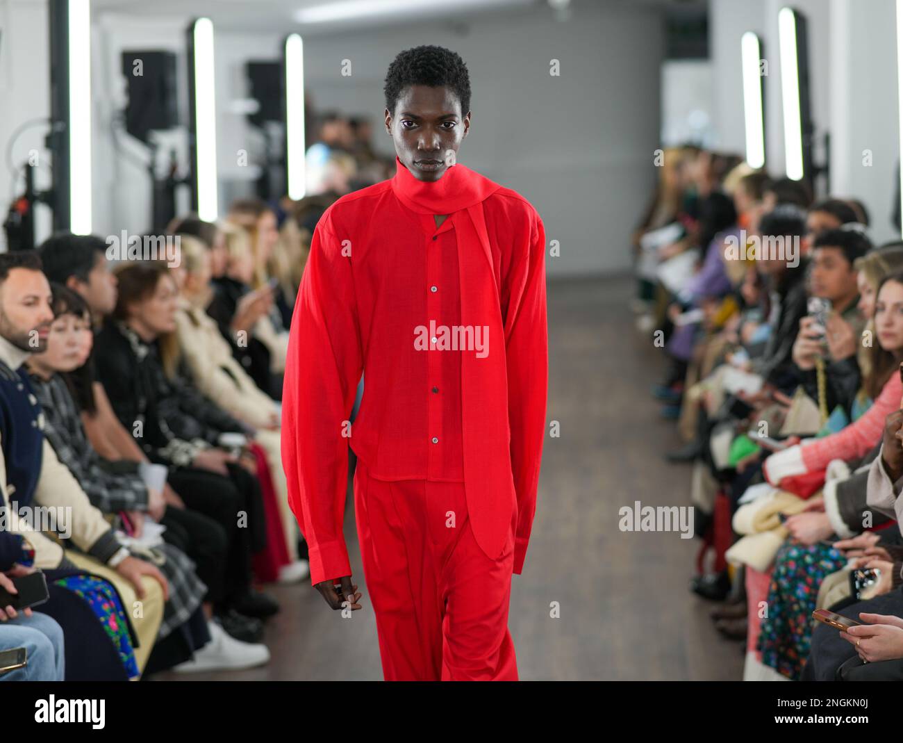 Models on the catwalk during the Eudon Choi show at OXO2, Oxo Tower ...