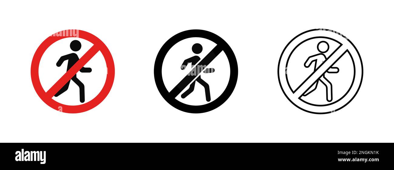 Stop signs. No entry sign. Prohibition sign walking pedestrians. Vector ...