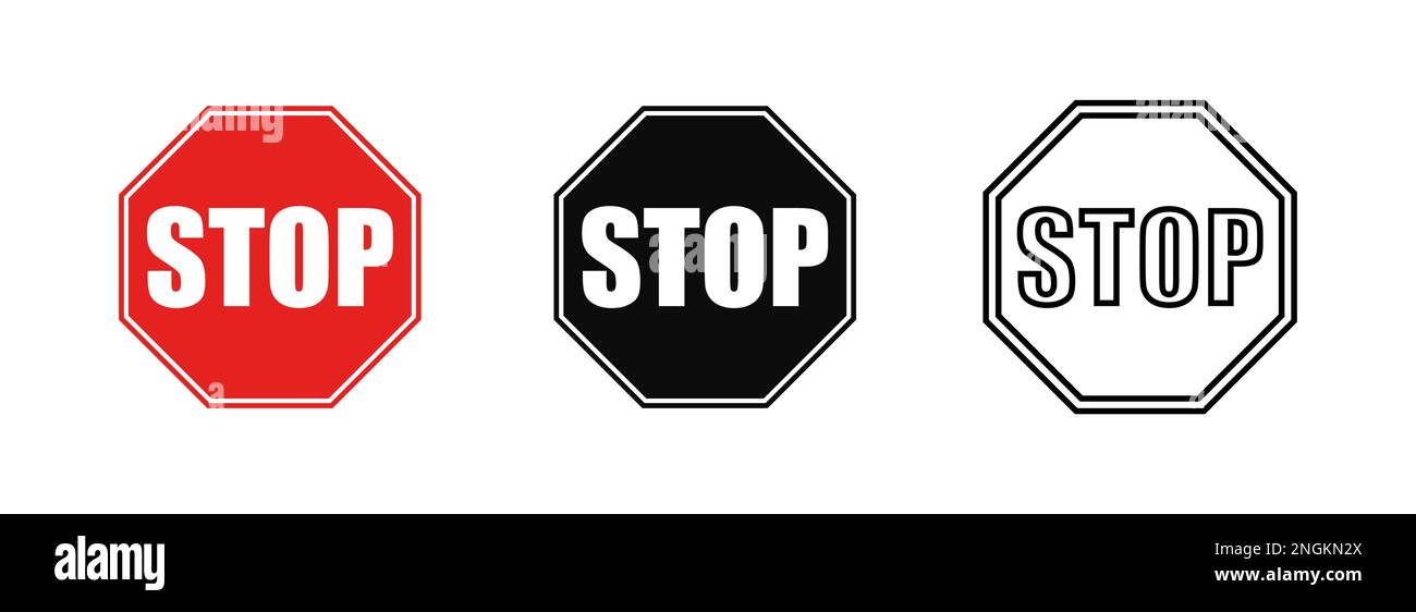 Stop signs. No entry sign. Prohibition sign walking pedestrians. Vector ...
