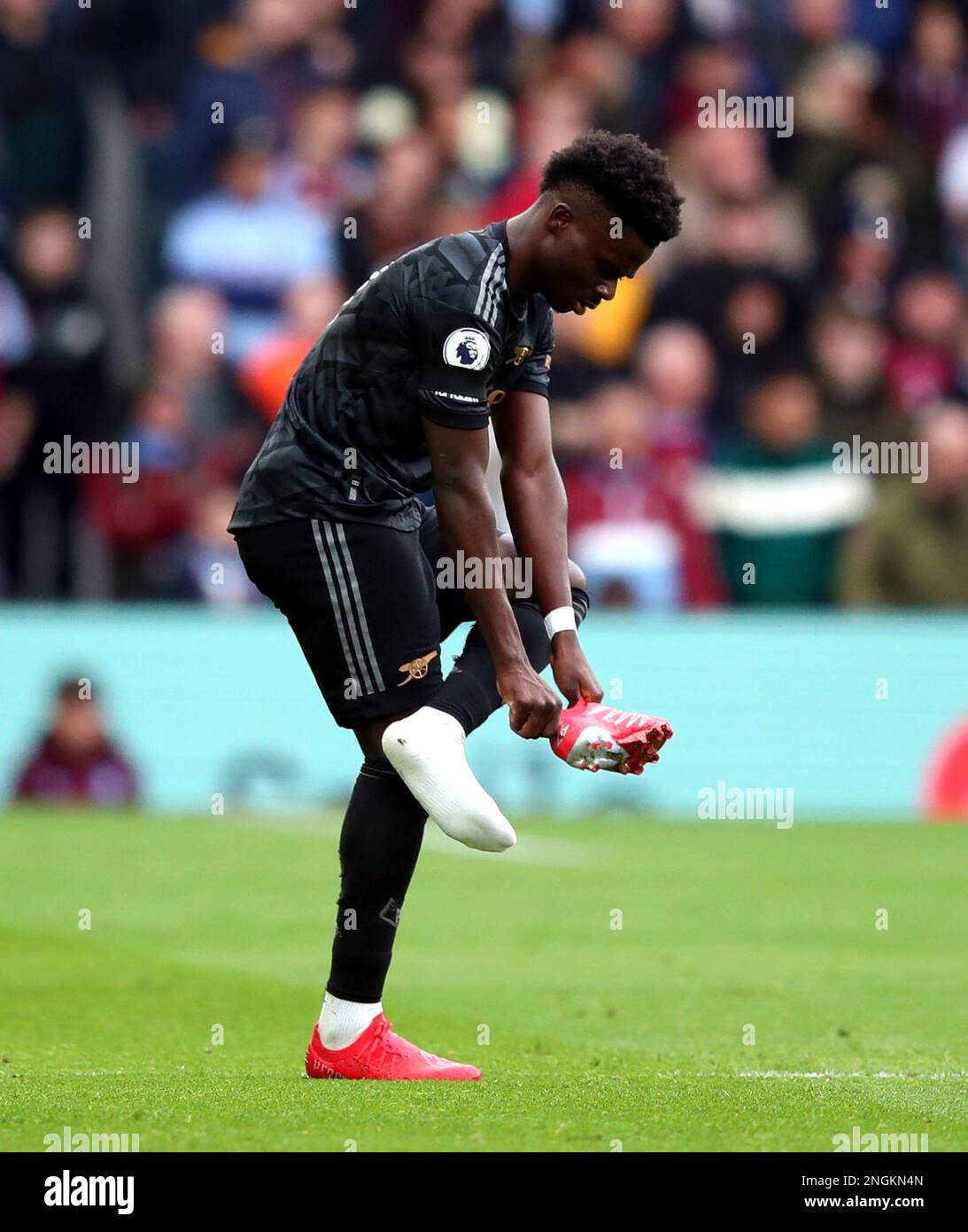 Arsenal's Bukayo Saka after losing a boot during the Premier League ...