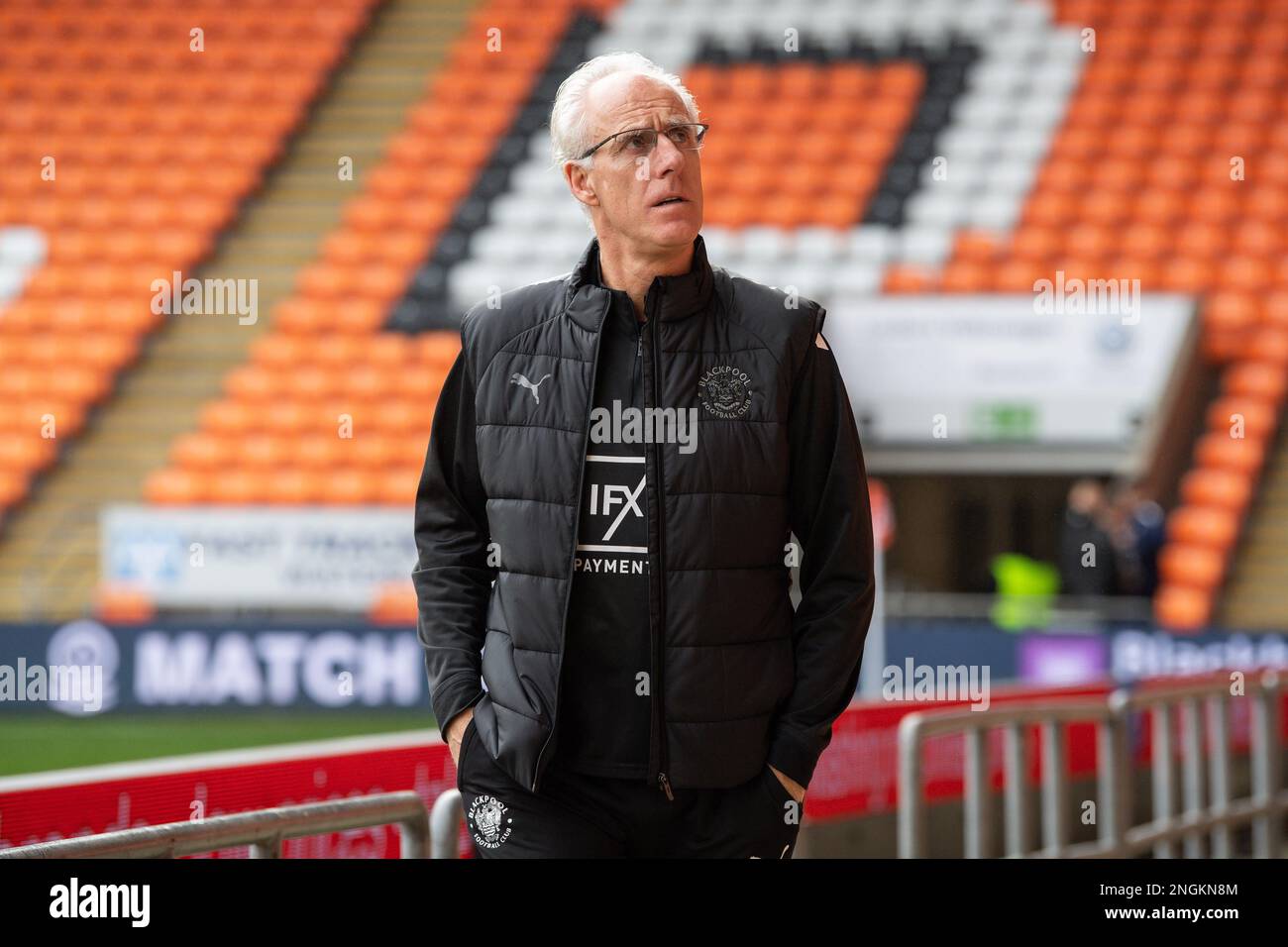 Mick McCarthy Manager of Blackpool arrives ahead of the Sky Bet ...