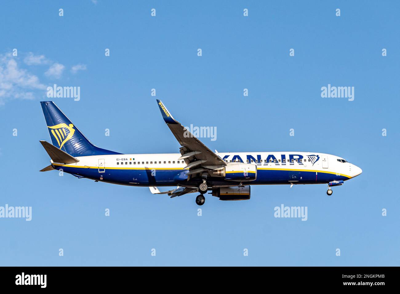 Boeing 737-8AS B738 white, blue and yellow Ryanair airline with ...
