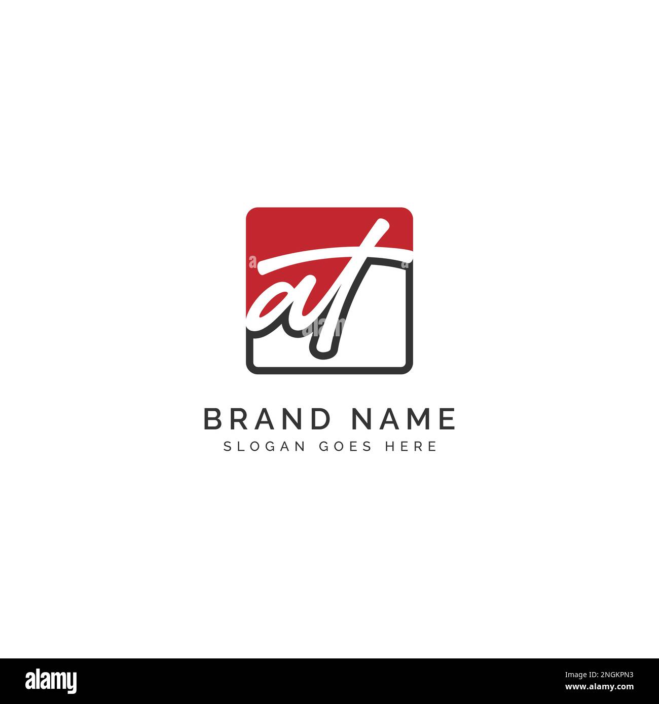 A, T, AT Initial letter handwritten and signature vector image template ...