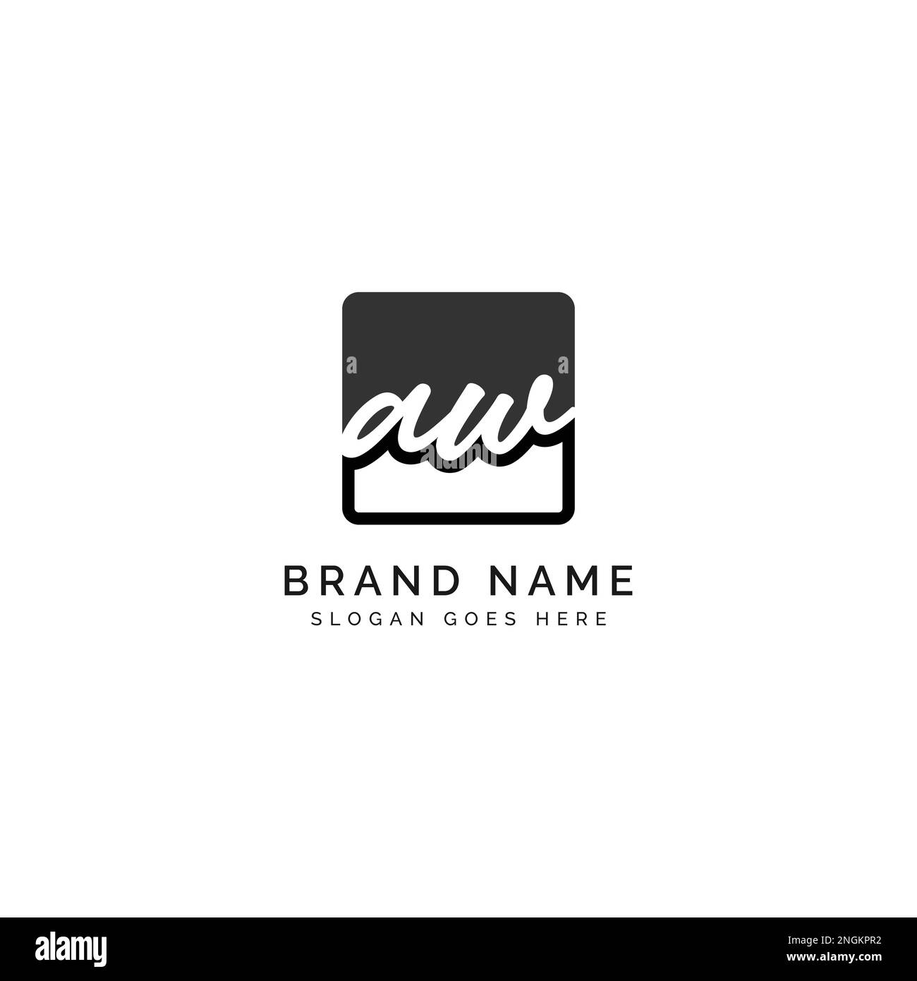 A, W, AW Initial letter handwritten and signature vector image template ...