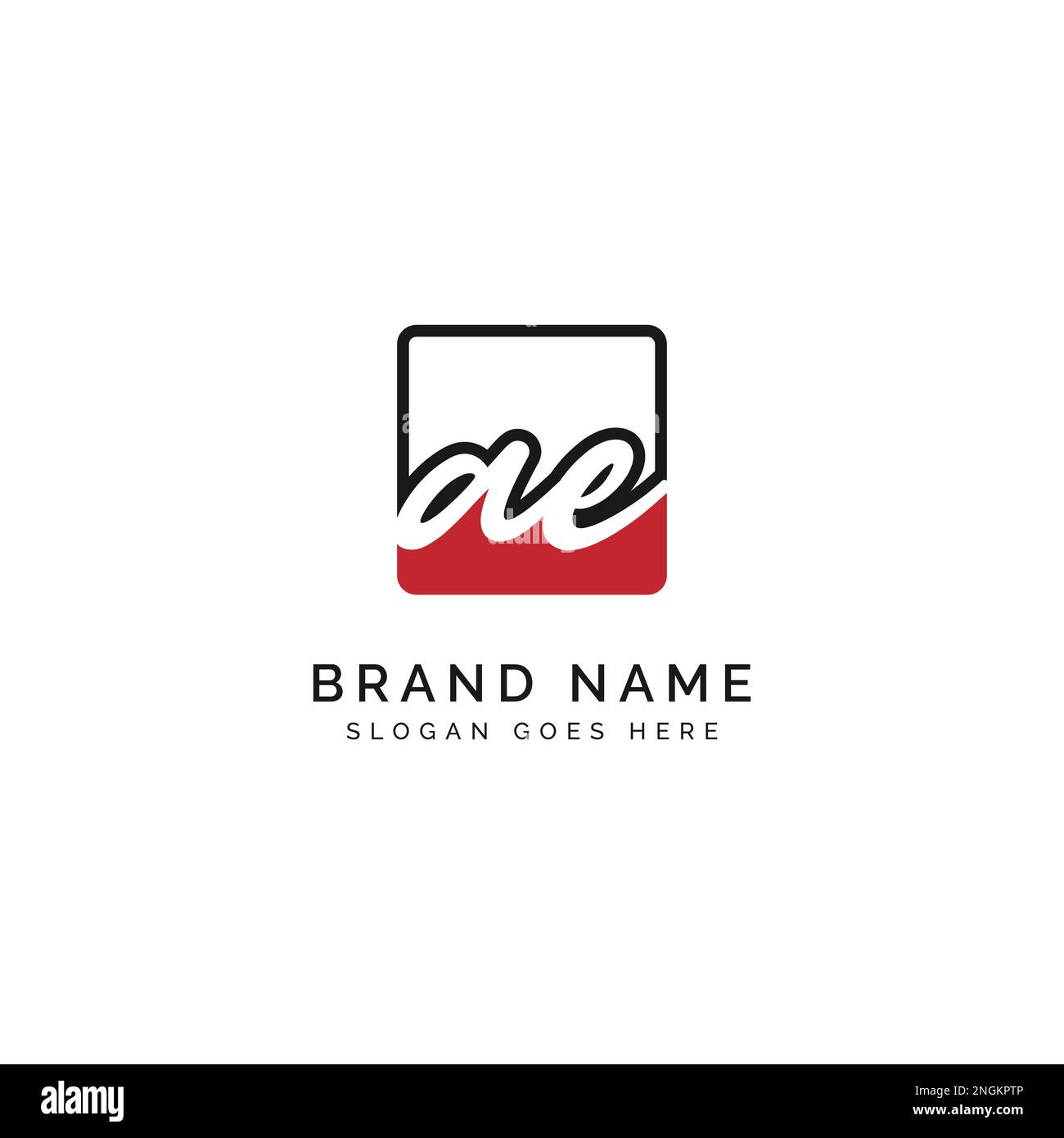 A, E, AE Initial letter handwritten and signature vector image template in square shape logo ...