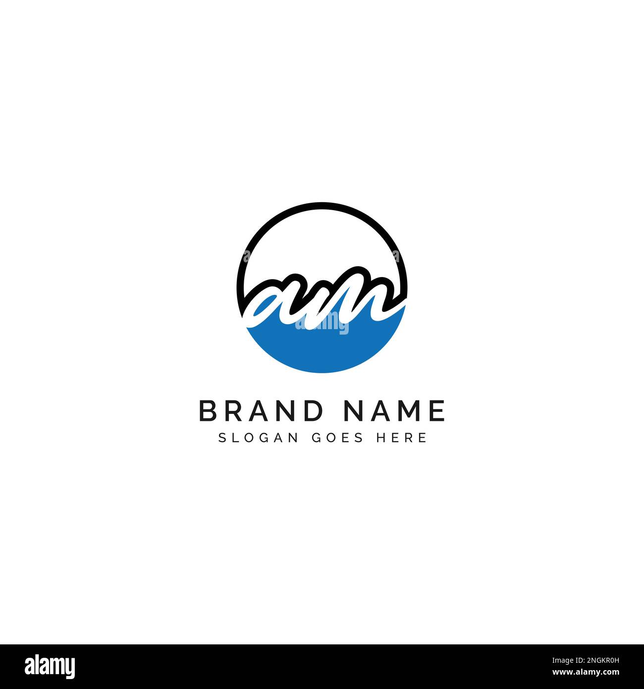 A, M, AM Initial letter handwritten and signature vector image template ...