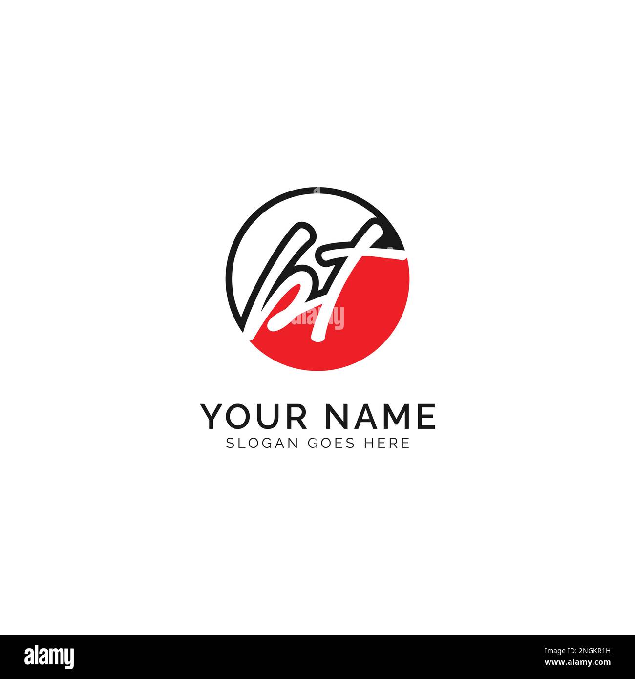 B, T, BT Initial letter handwritten and signature vector image template in round shape logo ...