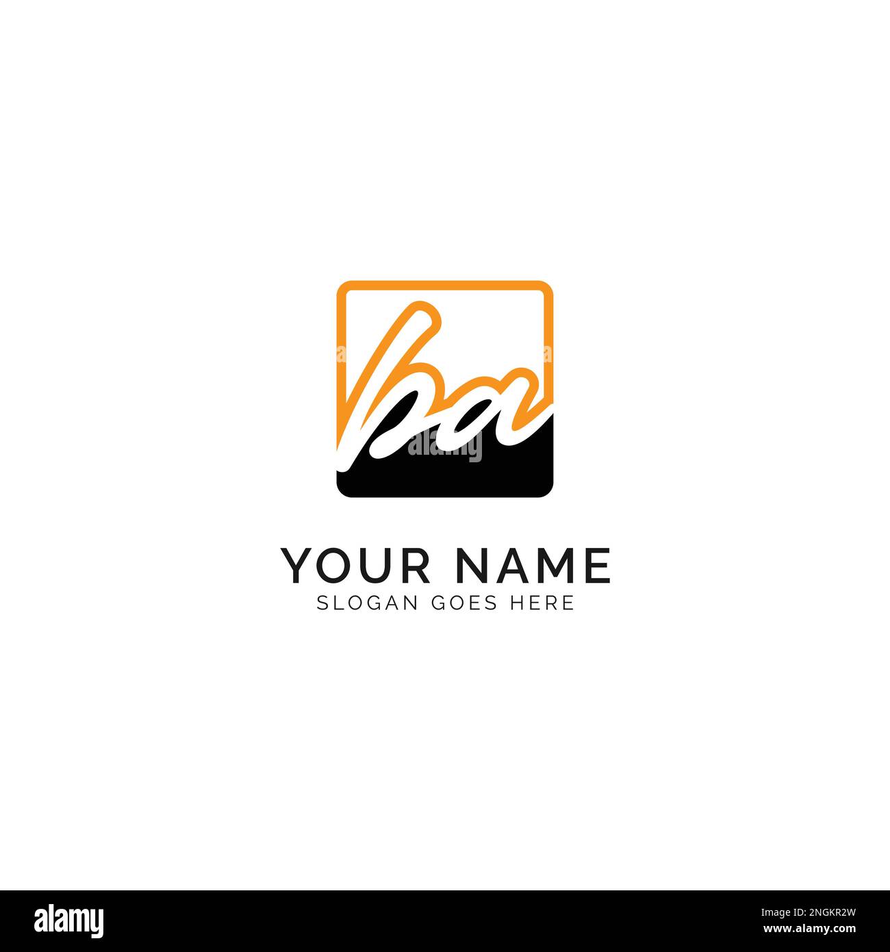 B, A, BA Initial letter handwritten and signature vector image template ...