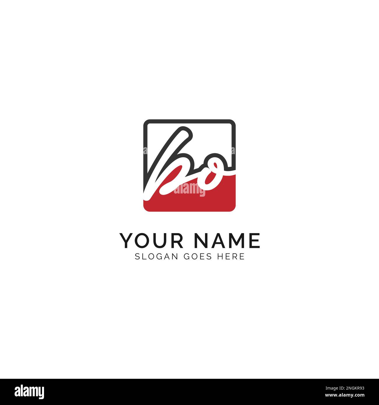 B O Bo Initial Letter Handwritten And Signature Vector Image Template In Square Shape Logo