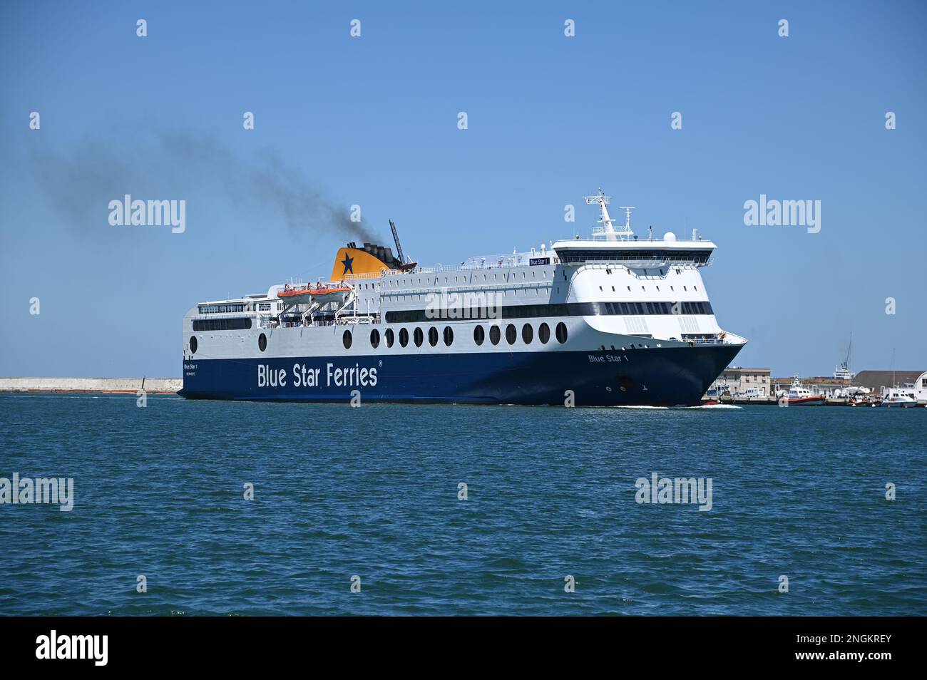 Ferry entering adriatic port hi-res stock photography and images - Alamy