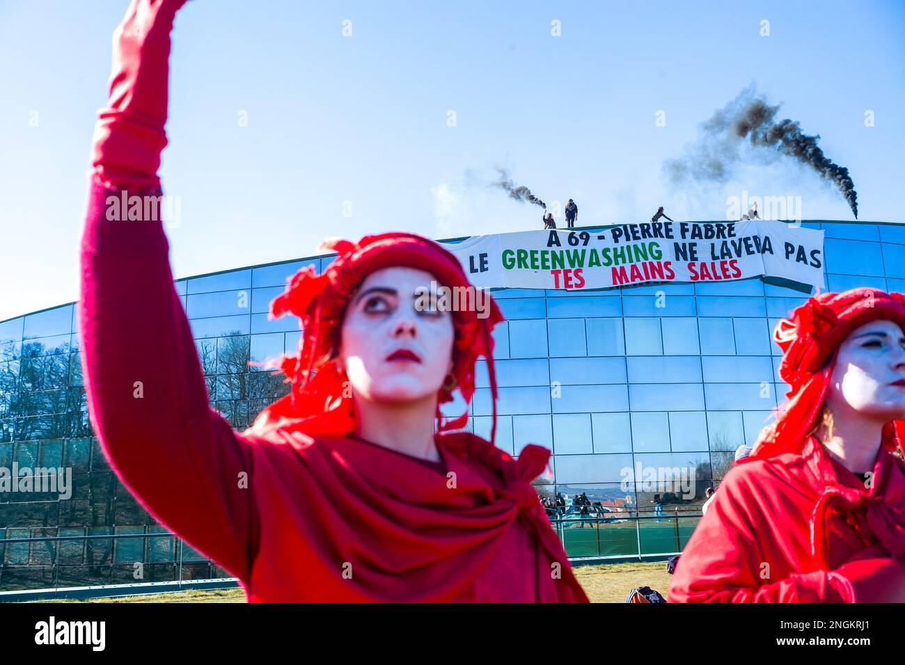 Lavaur, France. 18th Feb, 2023. An Extinction Rebellion (XR) action at ...