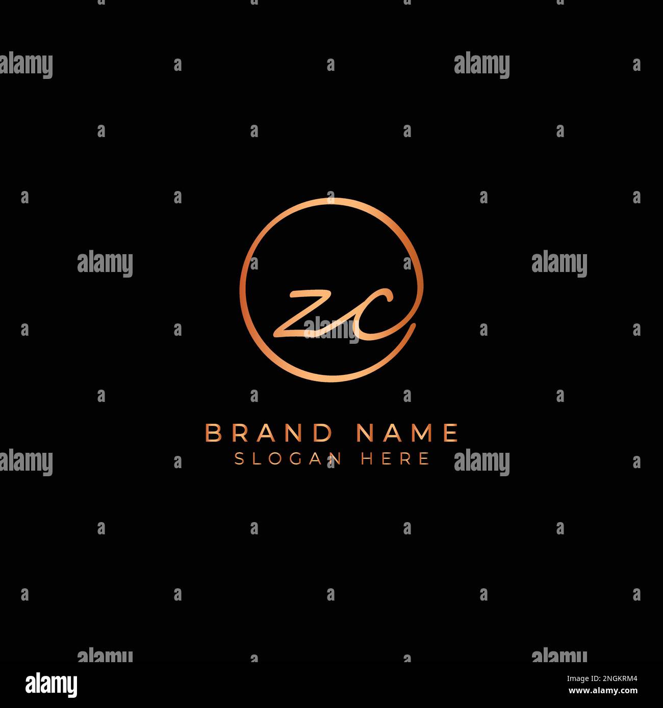 Z, C, ZC Initial letter handwritten and signature vector logo. Business template in round shape ...