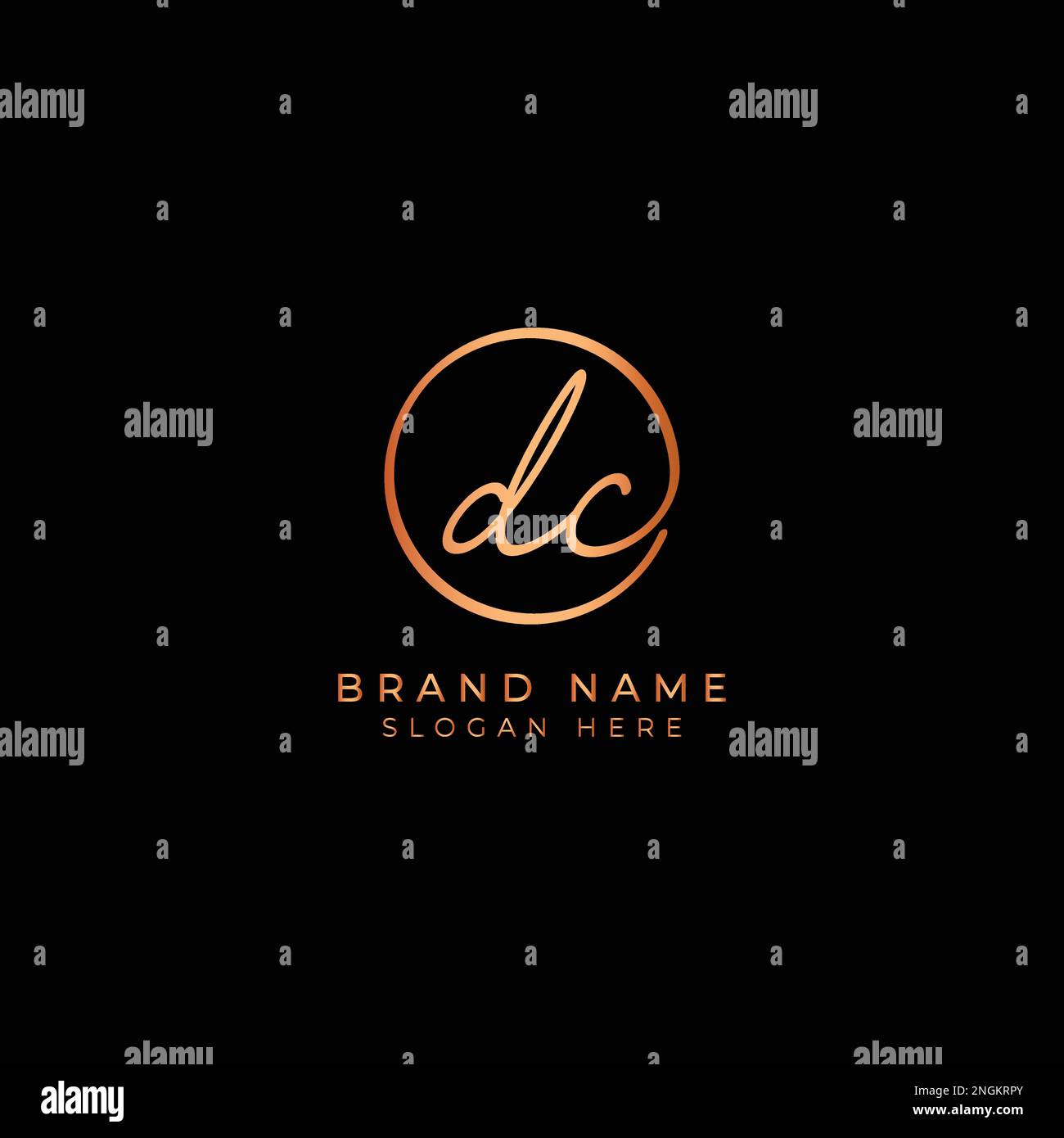 D, C, DC Initial letter handwritten and signature vector logo. Business template in round shape ...