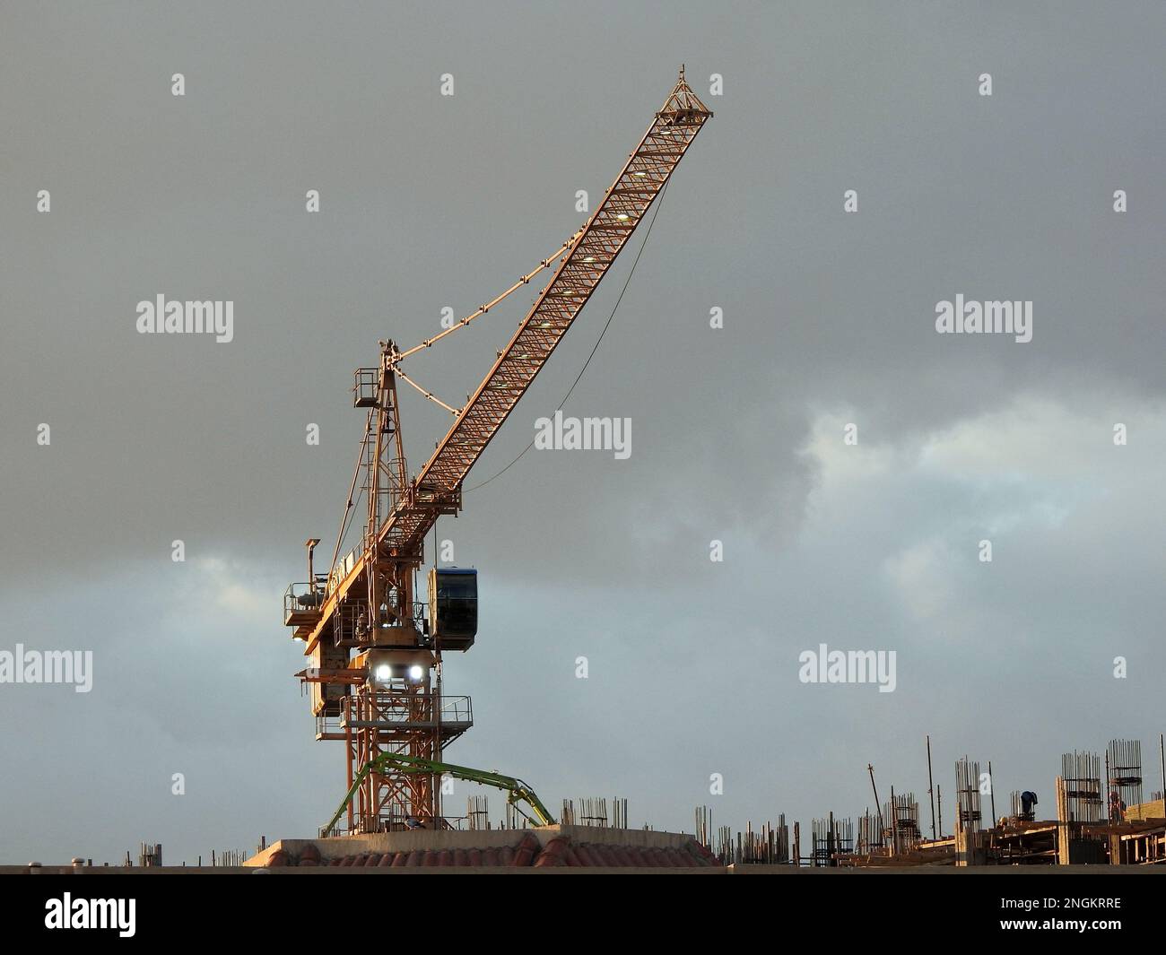 A construction site of new residential buildings and high rise with ...