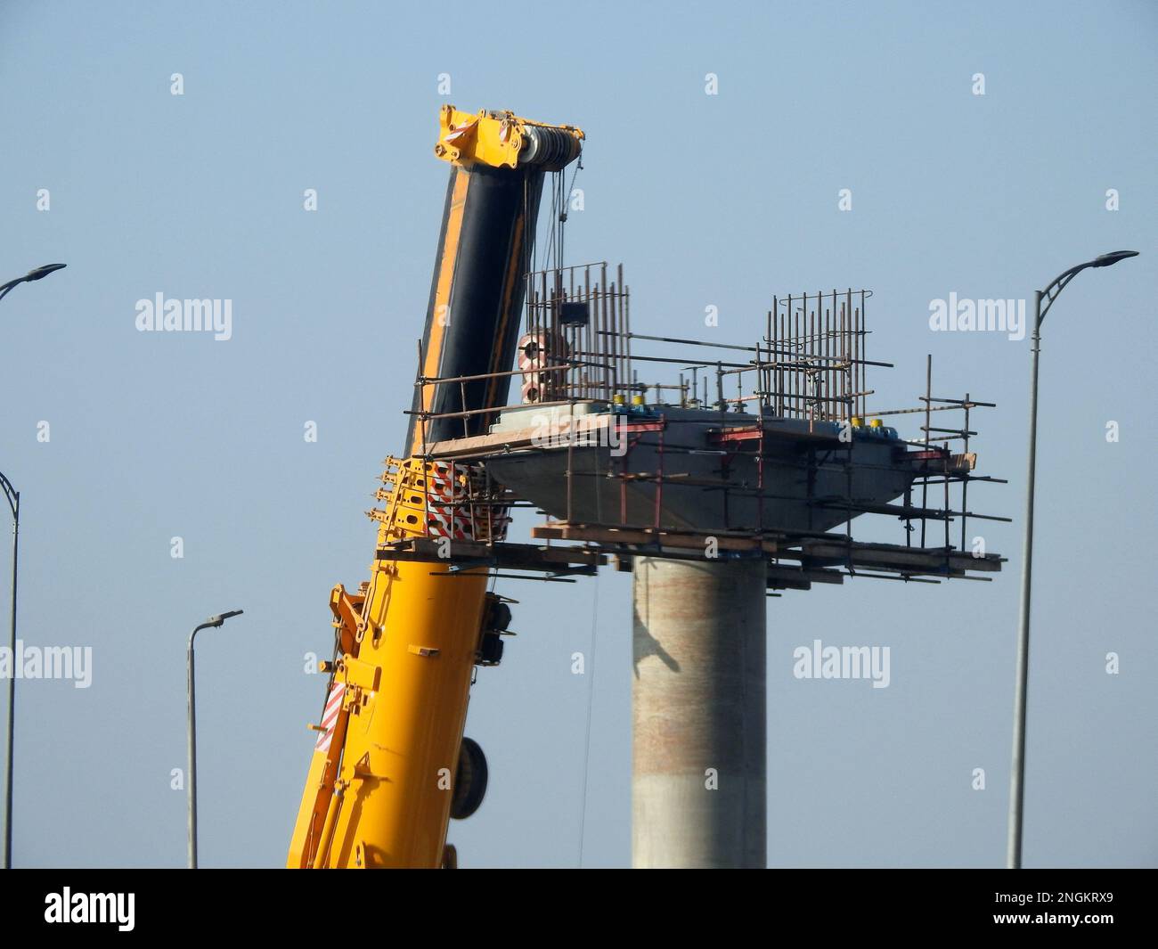 Cairo, Egypt, February 15 2023: Construction site of new Cairo monorail ...