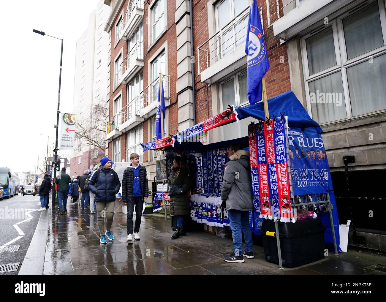 Fans arrive for the Premier League match at Stamford Bridge, London ...