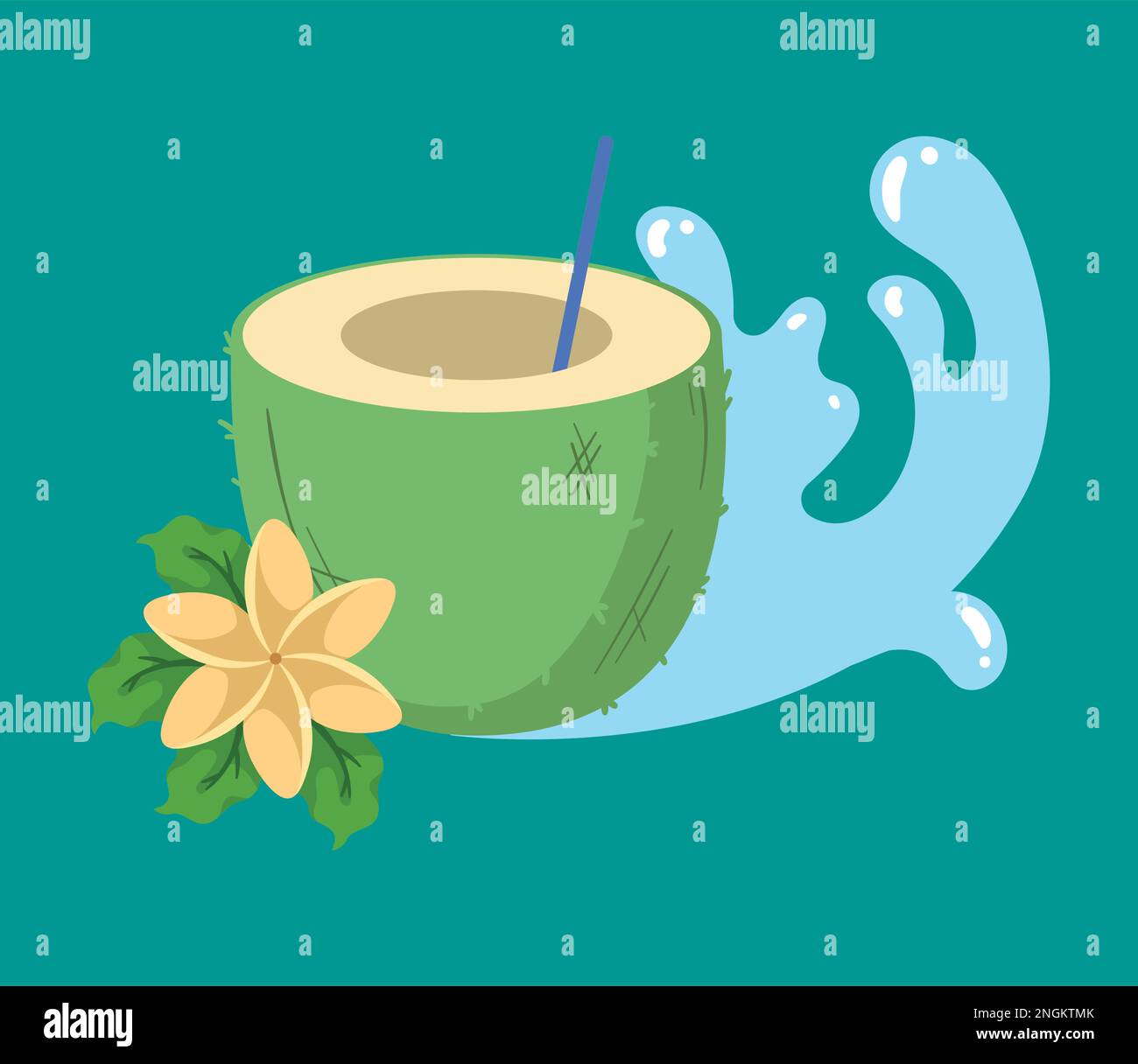 coconut cocktail with flower Stock Vector Image & Art - Alamy