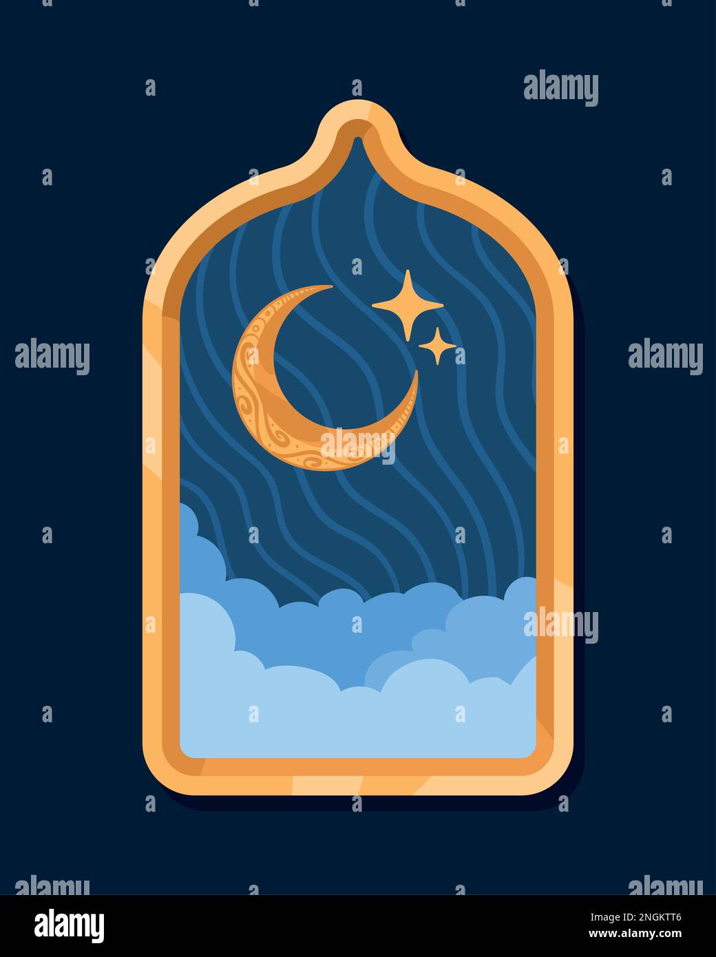window with golden crescent moon Stock Vector Image & Art - Alamy