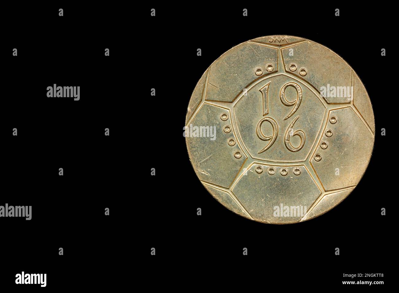 The reverse side of a 1996 UK £2 coin in celebration of Football when ...