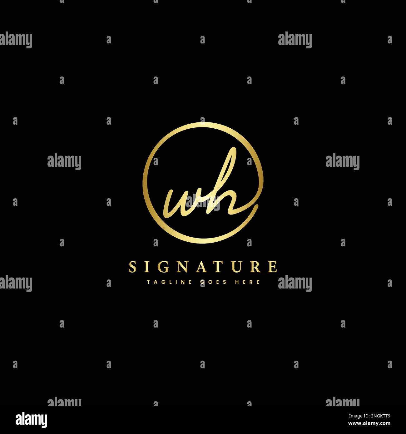 W, H, WH Initial letter handwritten and signature vector logo. Business ...