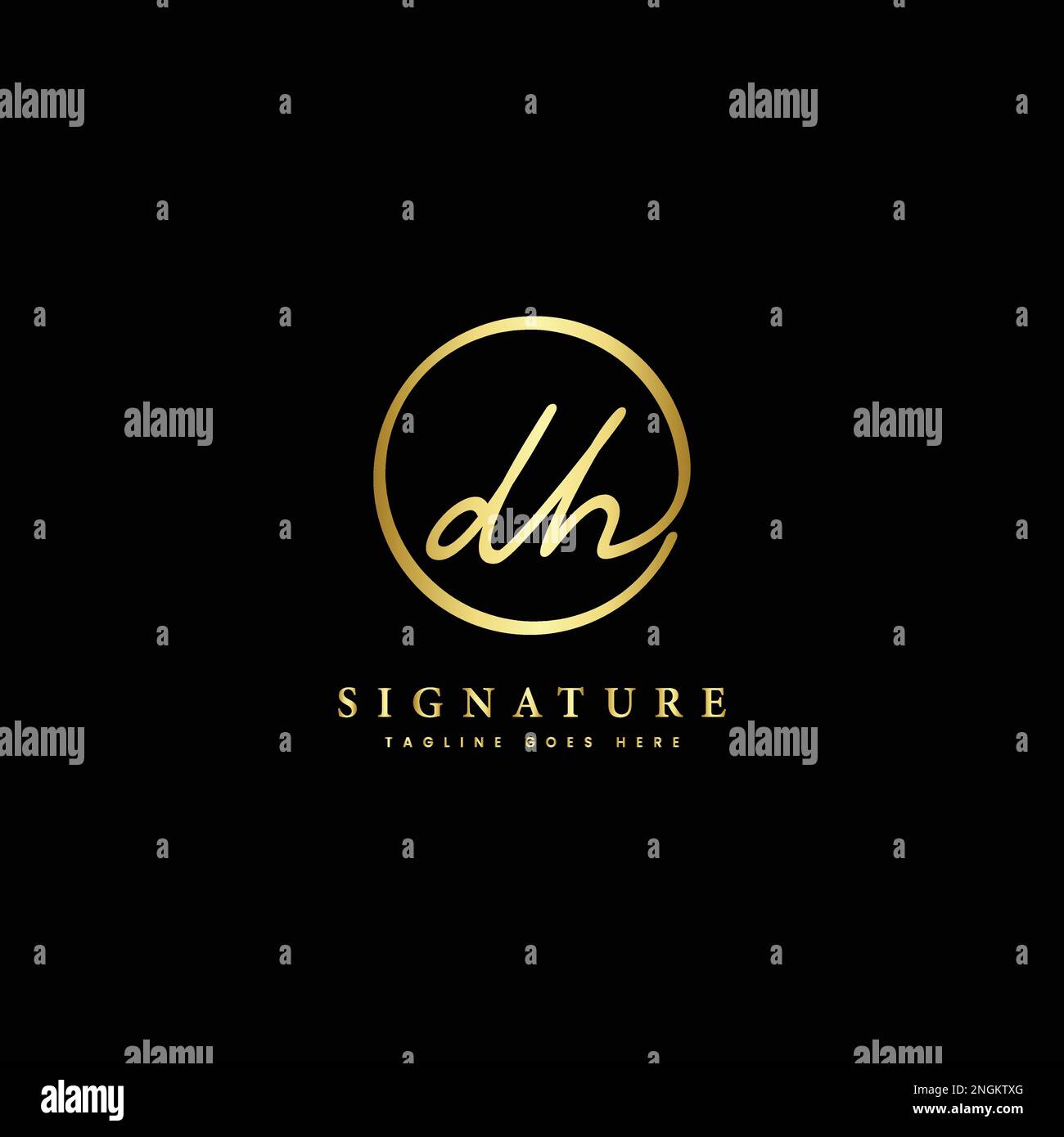 D, H, DH Initial letter handwritten and signature vector logo. Business ...
