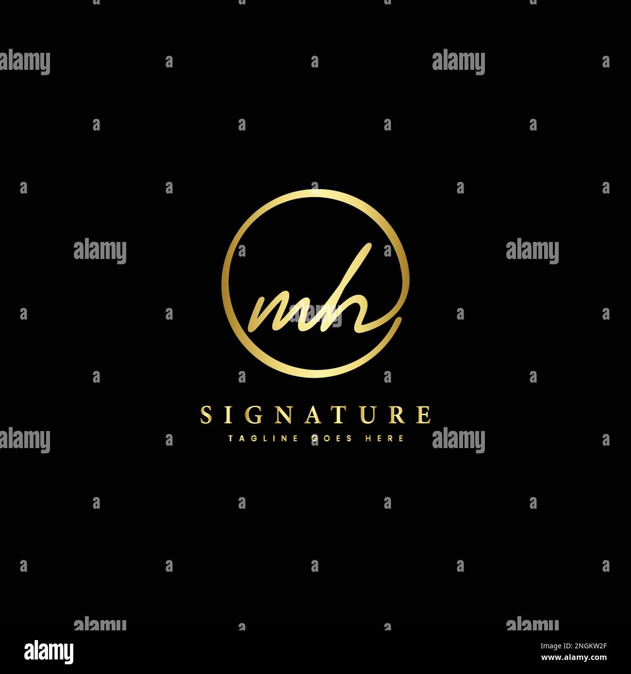 M, H, MH Initial letter handwritten and signature vector logo. Business ...