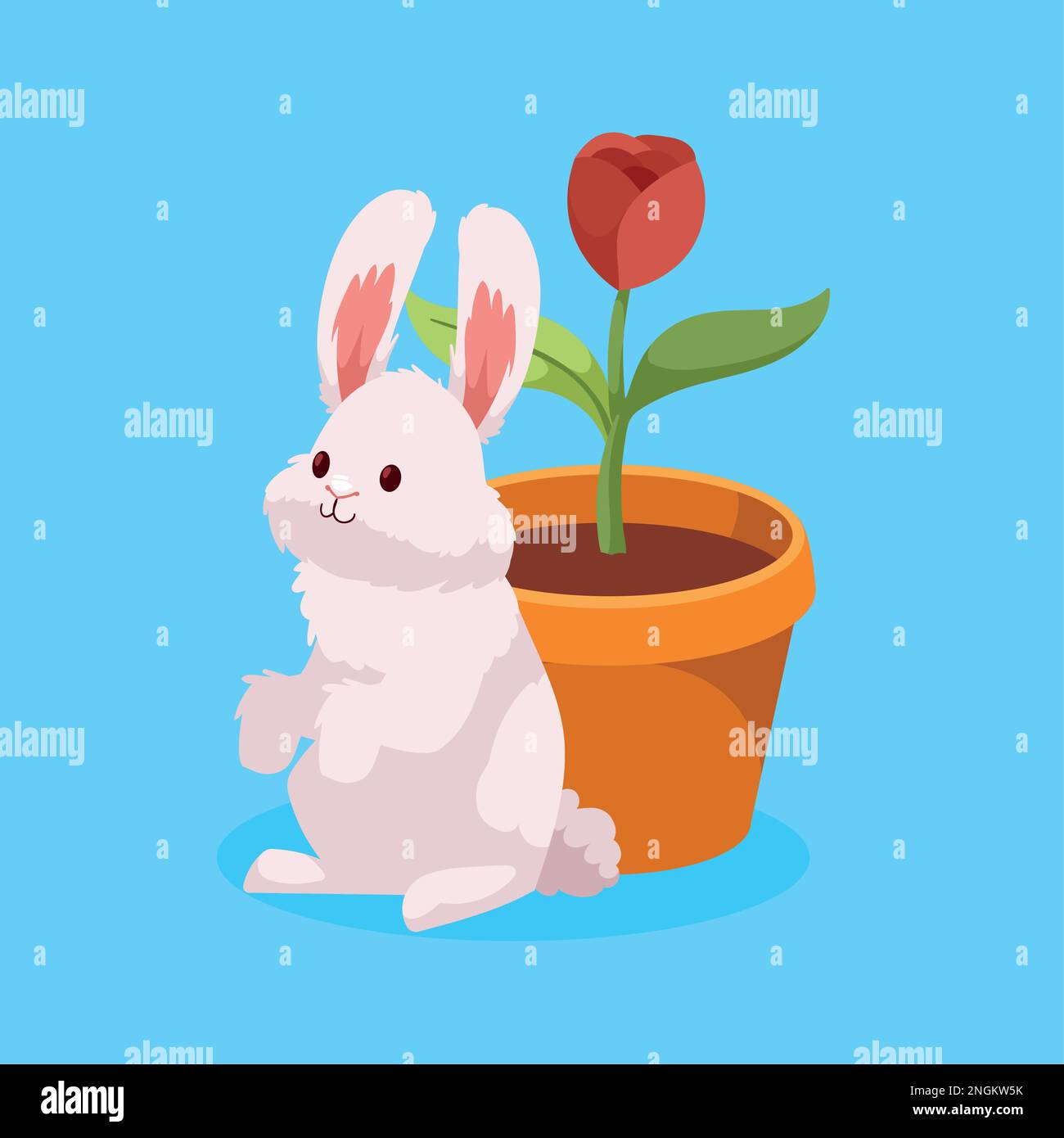 spring rabbit with houseplant Stock Vector Image & Art - Alamy