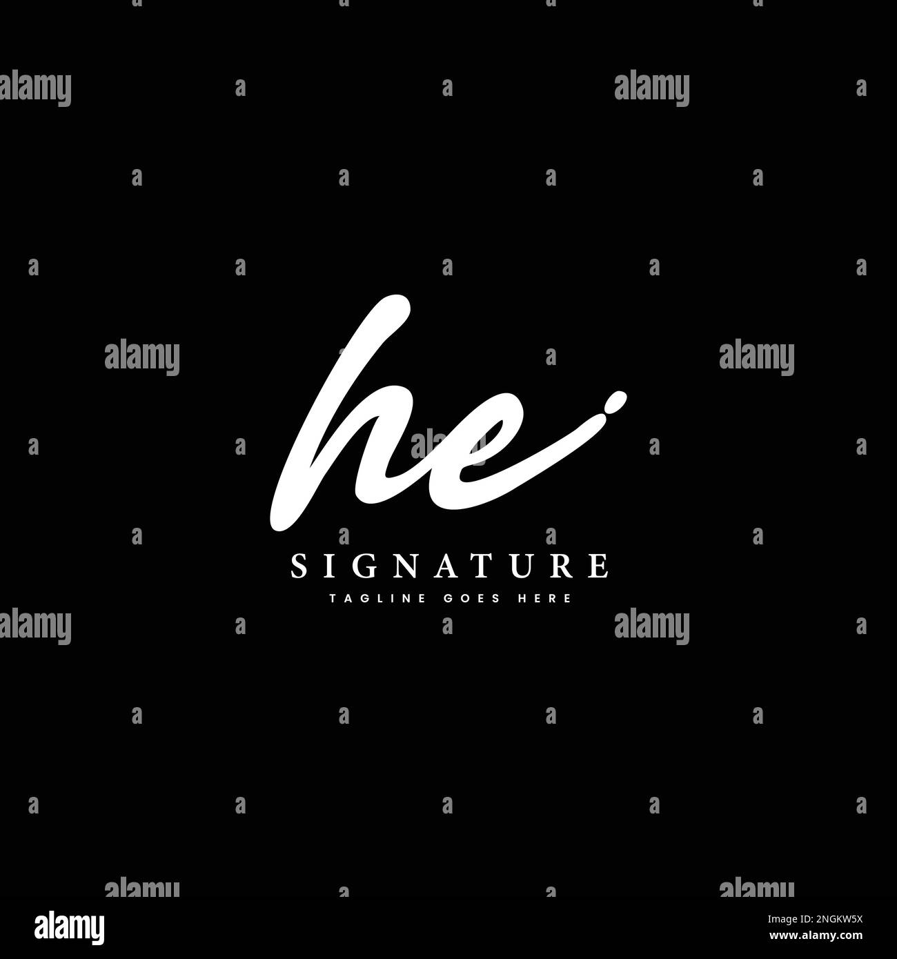 H, E, HE Initial letter handwriting and signature vector logo Stock ...