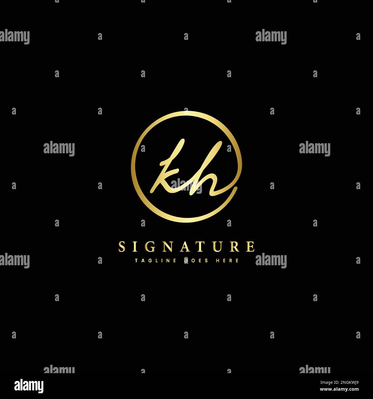 K, H, KH Initial letter handwritten and signature vector logo. Business ...
