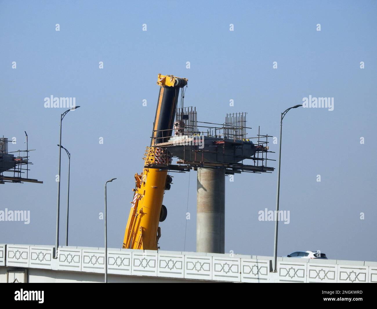 Cairo, Egypt, February 15 2023: Construction site of new Cairo monorail ...