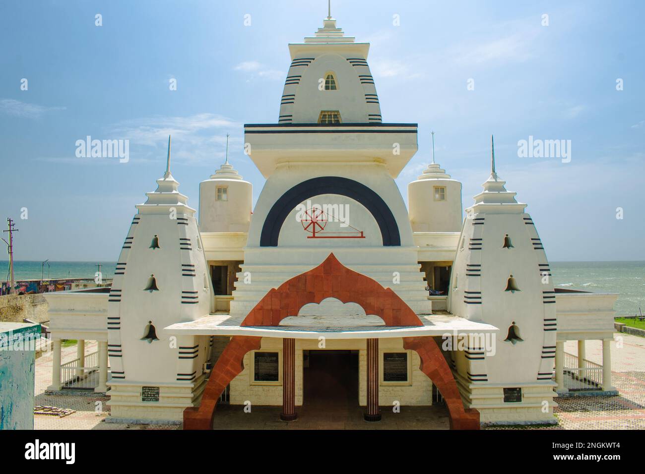 Elevation of Gandhi memorial building in Kanyakumari beach, India. It ...