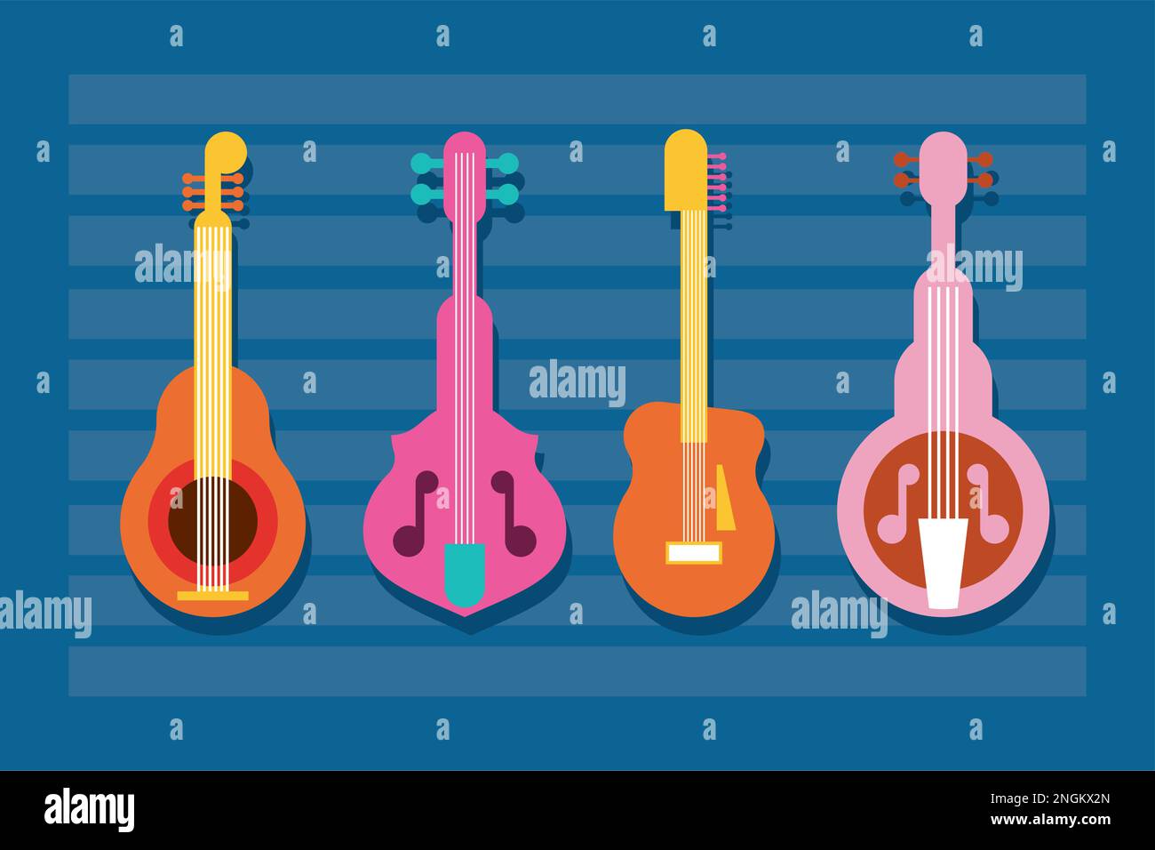 four musical guitars instruments Stock Vector Image & Art - Alamy