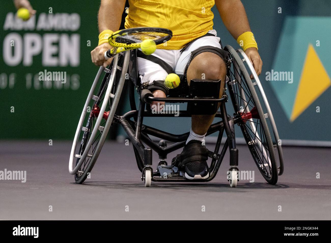 ROTTERDAM - Wheelchair tennis player Tom Egberink in action on the ...