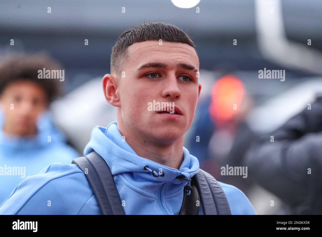 Phil Foden #47 of Manchester City arrives at The City Ground during the ...