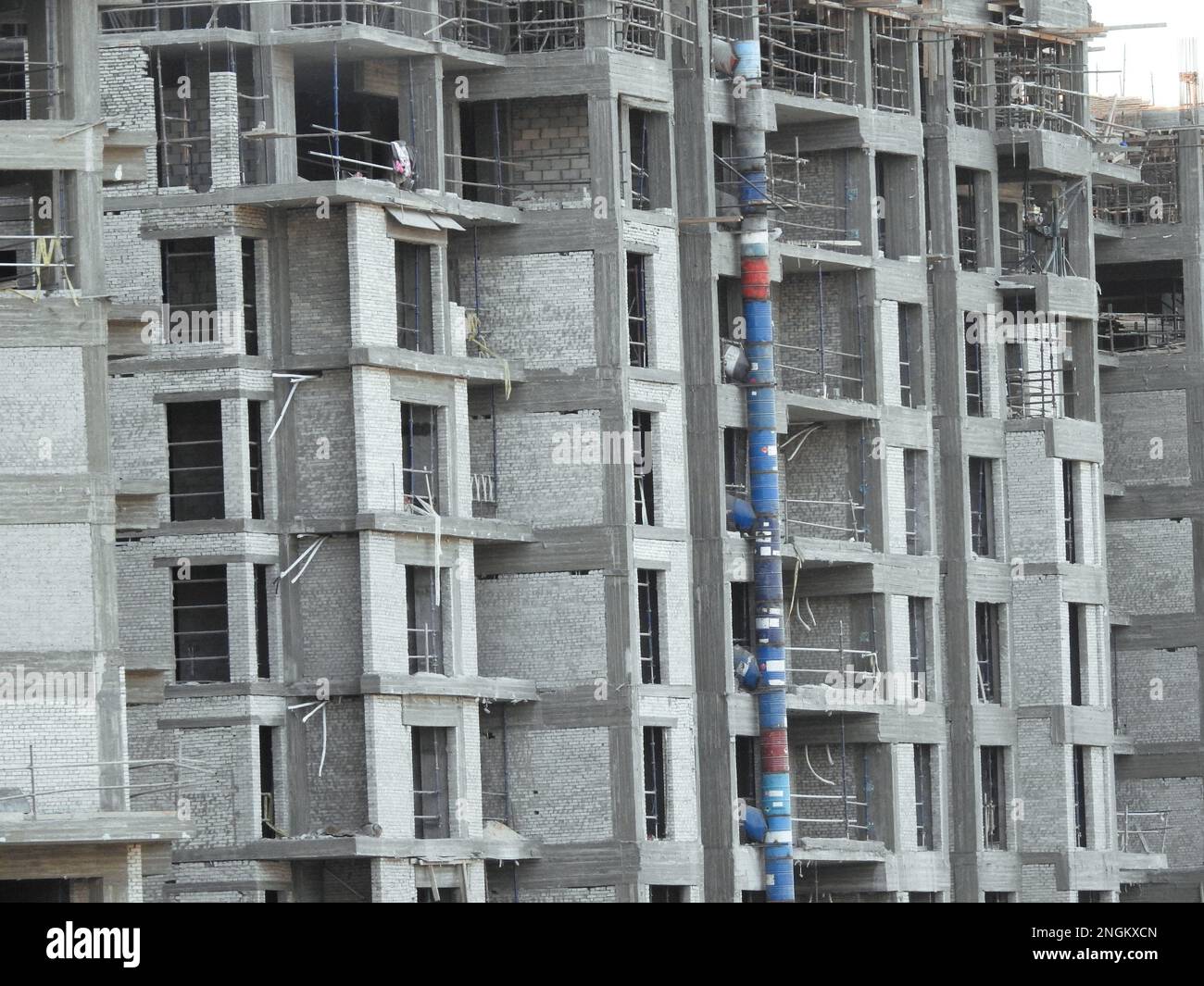 A construction site of new residential buildings and high rise with ...