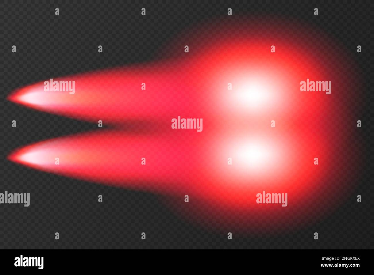 Red transparent car headlight top view on night background Stock Vector ...