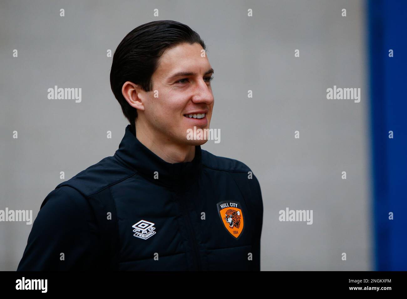Alfie Jones #5 of Hull City arrives for the Sky Bet Championship match ...