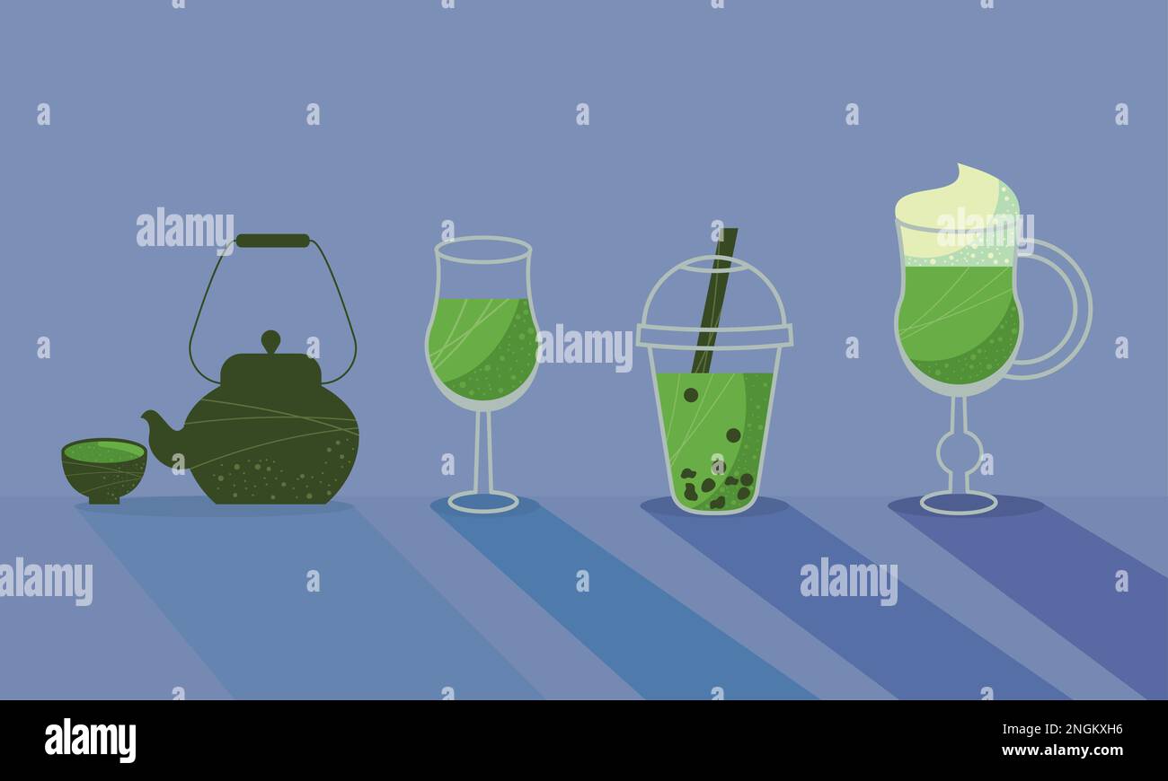four matcha drinks icons Stock Vector Image & Art - Alamy