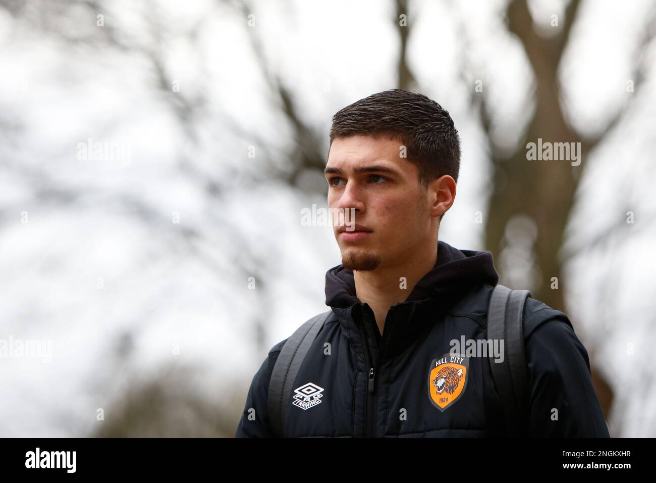 Xavier Simons #35 of Hull City arrives for the Sky Bet Championship ...