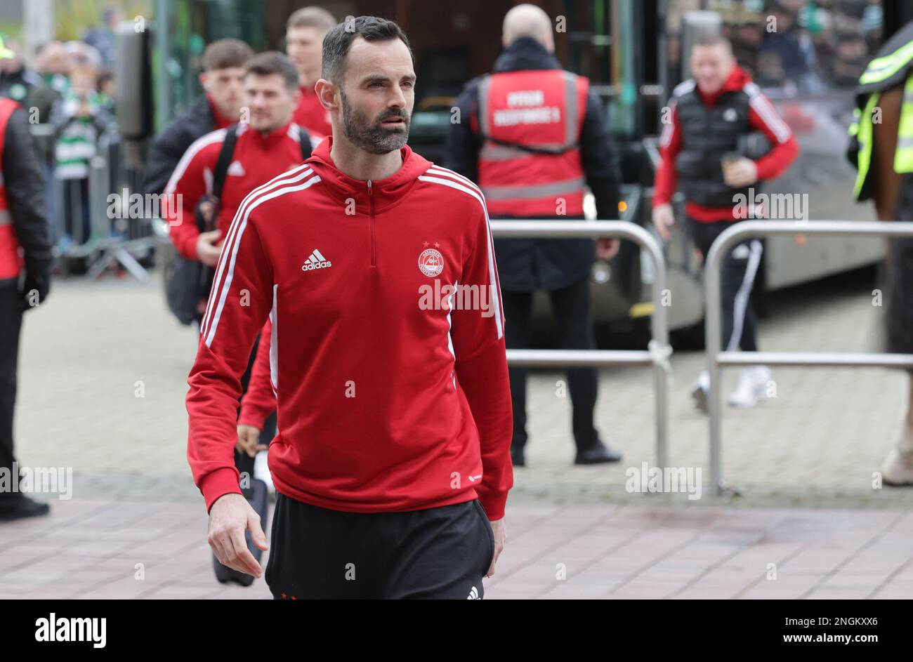 Aberdeen’s Joe Lewis arrives at Celtic Park before the cinch ...