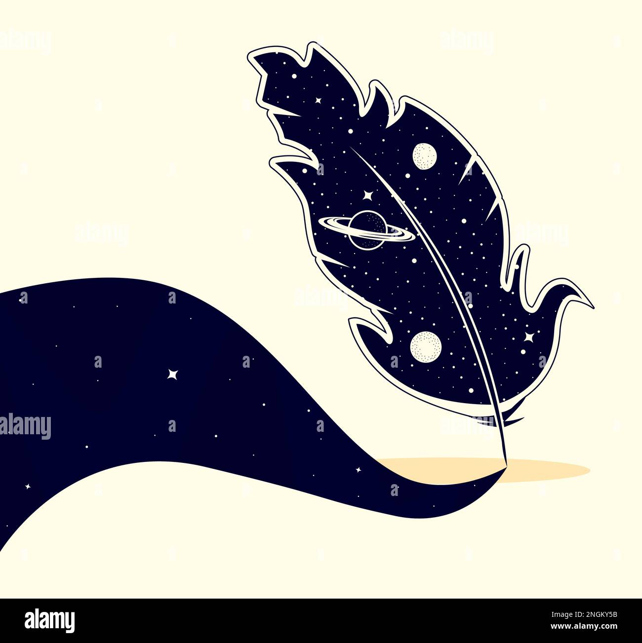 feather writing surreal astrology style Stock Vector Image & Art - Alamy