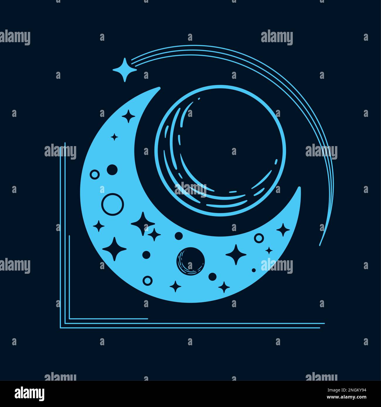 blue crescent moon surreal style Stock Vector Image & Art - Alamy