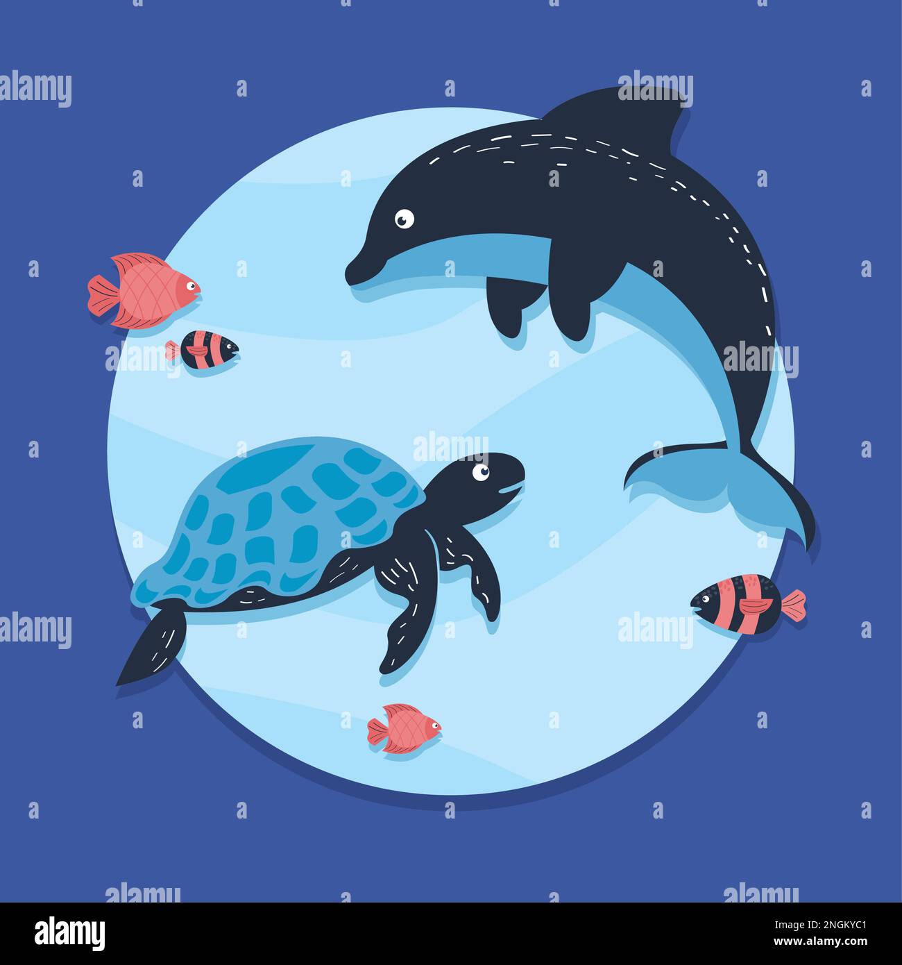 dolphin and turtle Stock Vector Image & Art - Alamy
