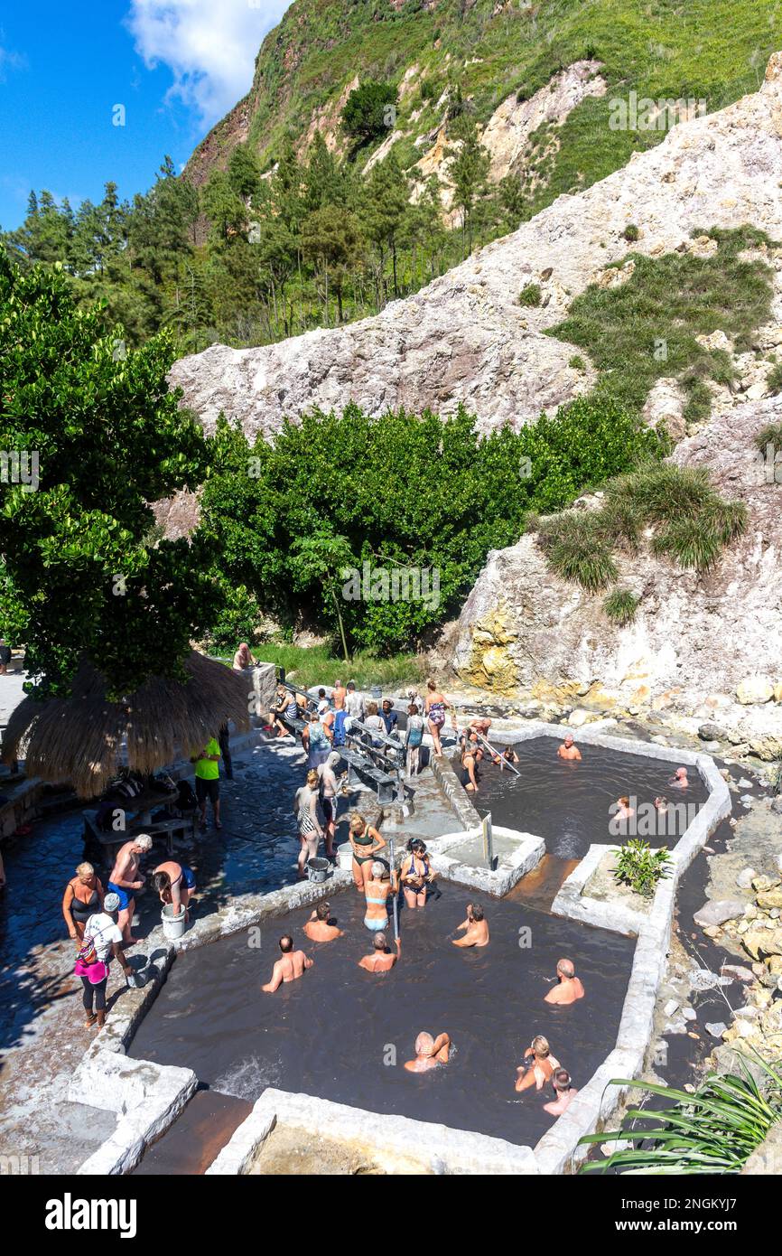 Mud baths at Sulphur Springs geothermal area, Malgretoute, Soufrière ...
