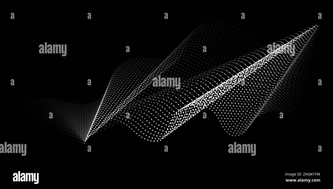 Technological background with abstract wavy grid of dots. Futuristic ...